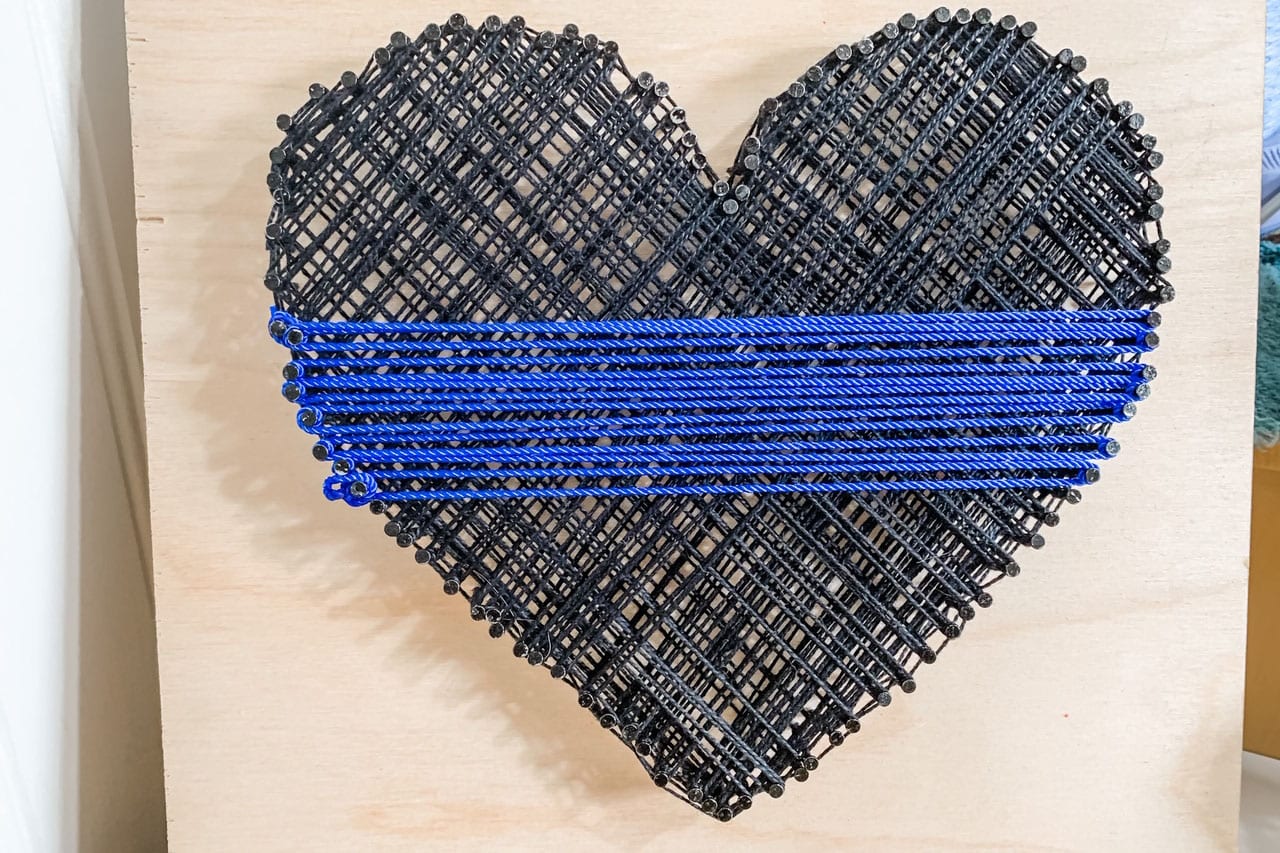 How To Make Valentine’s Day Thin Blue Line String Art - Love and Blues